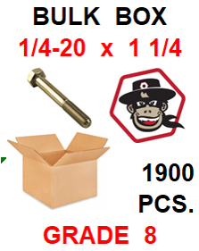 G8BZ025125 1/4-20 X 1 1/4 GRADE 8 COARSE THREAD BOLT BULK 1900 PCS ...